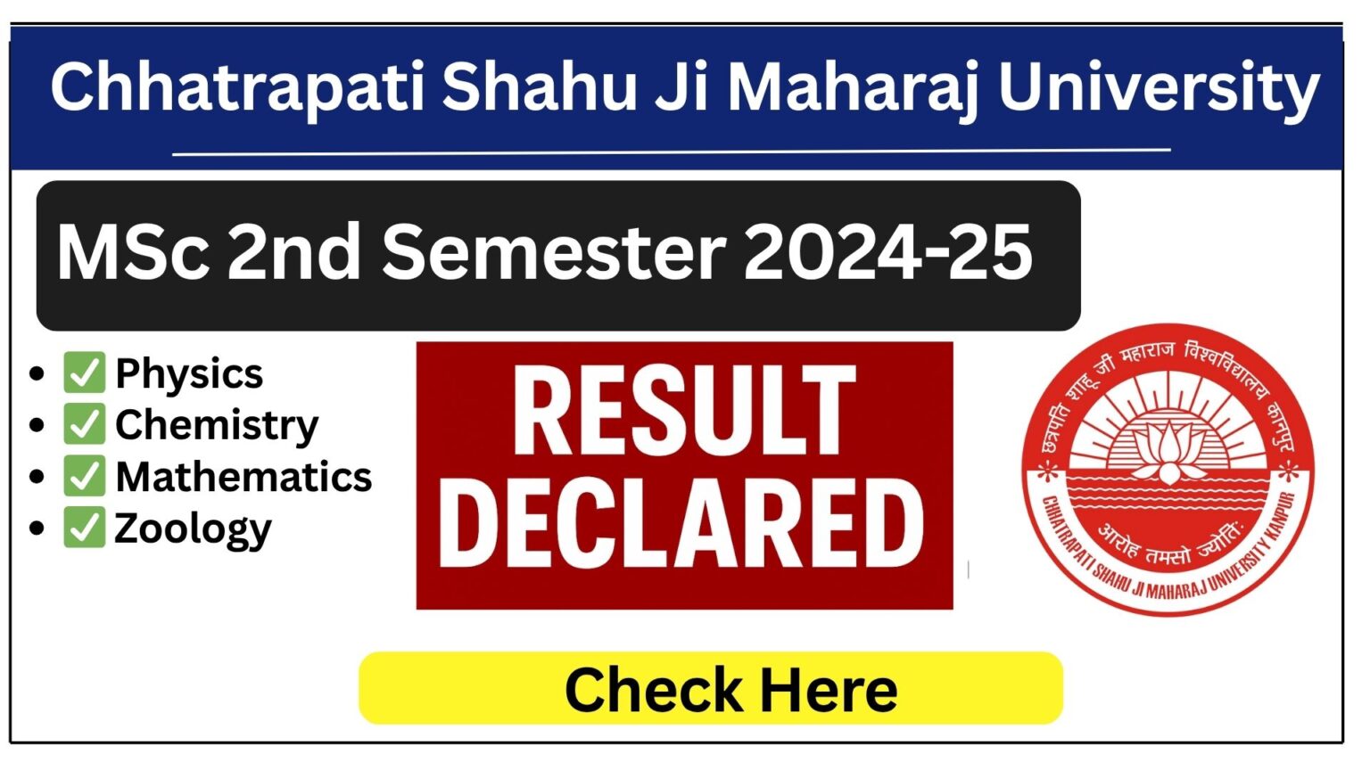 CSJMU MSc 2nd Semester 2024-25 Results Declared on Samarth Portal ...